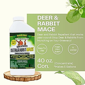 Nature’s MACE Deer & Rabbit Mace 40oz Concentrate Deer & Rabbit Repellent, Deer Repellent Spray for Plants, Lawns, Flowers & Gardens, Plant Safe Deer Spray, Protect Plants Fast, All-Season Protection