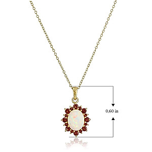 MORGAN & PAIGE 18K Yellow Gold-Plated 925 Sterling Silver Created Opal and Genuine Gemstone Halo Pendant Necklace, 18"