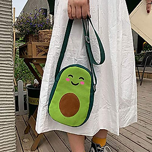 MILATA Fruit Avocado Shape Design Novelty Girls Purse Canvas Crossbody Bag Chic Shoulder Bag for Women