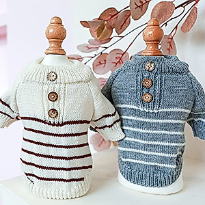 Dog Clothes for Small Dogs,Kawaii Dog Sweaters with Stripe Printed Patterns and Sleeveless Design for Small Dogs Girl and Boy,Puppy Clothes Soft Warm for Winter,Autumn Beige M