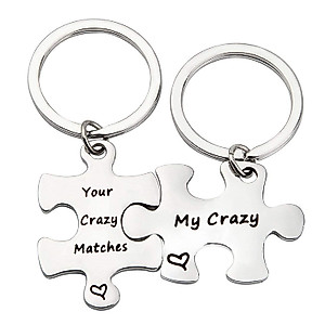 TGBJE Your Crazy Matches My Crazy Couples Keychain Set Puzzle Piece Gift for Boyfriend,Girlfriend (You Crazy Keychain)