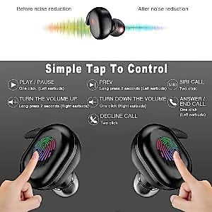 Y30 Wireless Bluetooth Headset 5.0 in-Ear Mini Earphone,Color Black