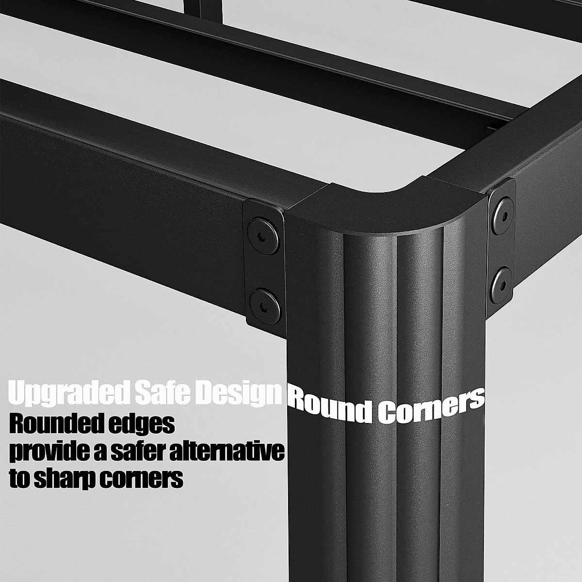 Hunlostten 18in High Heavy Duty California King Bed Frames No Box Spring Needed, Metal Platform Cal King Bed Frame with Round Corners, Easy Assembly, Noise Free, Black