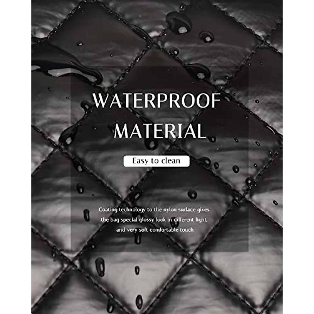 Hsitandy Quilted Tote Bag for Women,Weekender Bag,Light Nylon Quilted Crossbody Shoulder Bag for Travel,Work(Black)