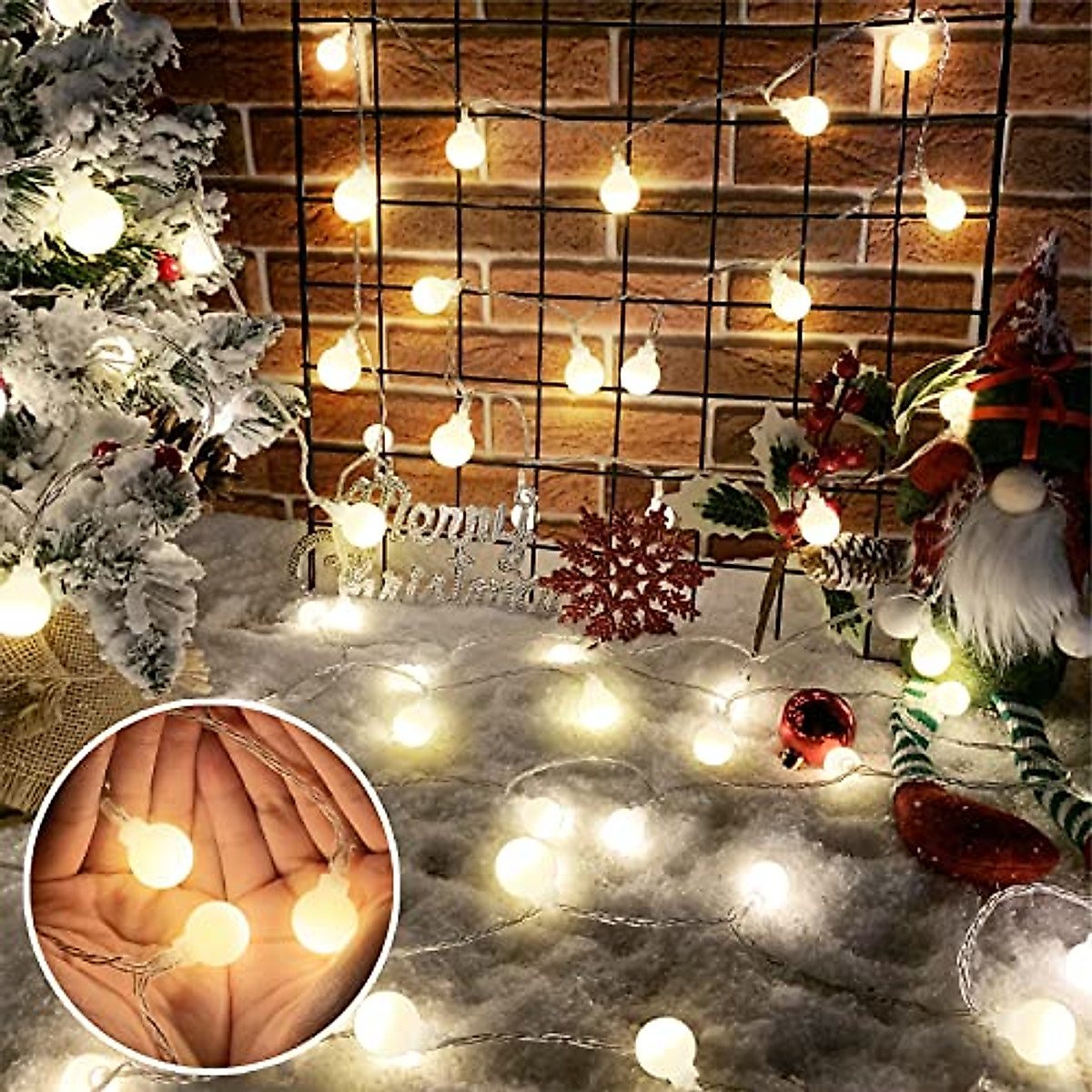 TURNMEON 100 LED 39.4 Ft Christmas Lights Globe String Lights Decor, Timer 8 Modes Plug in Fairy Lights for Bedroom Indoor Outdoor Christmas Decoration Home Yard Garden Xmas Tree Decor (Warm White)