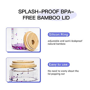 AGH 16oz Sublimation Snow Globe Glass Can Shaped Tumblers with Bamboo Lids and Straws - 6 Pack, Double Wall Blank Beer Can Clear Glass Ice Coffee Cups with Pre Drilled Hole for Snow Globe DIY