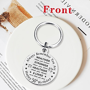 SOUSYOKYO 50th Birthday Gifts for Women Men 1973 Keychain, Female 50 Years Old Birthday Gifts ideas, Happy 50th Birthday Decoration Stuff Present Male