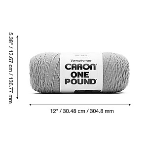 Caron One Pound White Yarn - 2 Pack of 454g/16oz - Acrylic - 4 Medium (Worsted) - 812 Yards - Knitting/Crochet