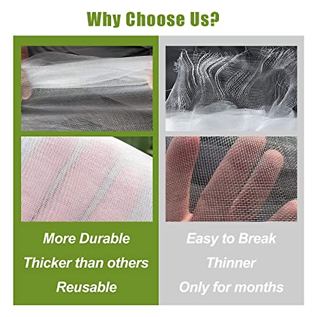 Garden Mesh Netting, Normal Plant Net Row Cover, Ultra Fine Mesh Protect Vegetable Plants Fruits Flowers Crops Greenhouse, Bird Mosquito Insect Bug Barrier Screen Mesh Netting (White, 8Ft x 24Ft)