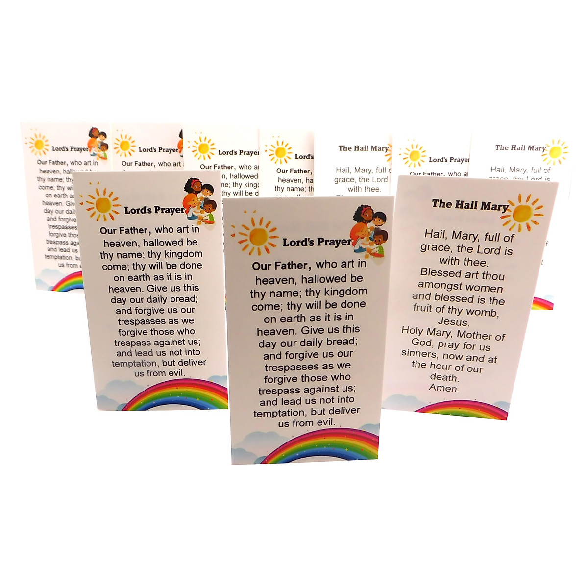 Westmon Works The Hail Mary and Our Father Lords Prayer Childrens Holy Cards Bulk Classroom Pack, Set of 24