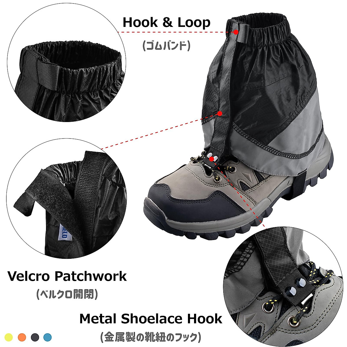 Azarxis Gaiters Low Gators Snow Ankle Gaiters for Women & Men & Youth Outdoor Hiking Walking Backpacking Lightweight Waterproof Adjustable Sand Proof (Blue)