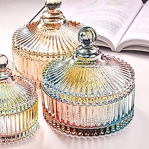 CHOOLD Luxury Colorful Tent Shaped Crystal Candy Jar with Lid,Clear Glass Apothecary Jar Wedding Candy Buffet Jar Food Jar (10oz/24oz) (Amber-L)