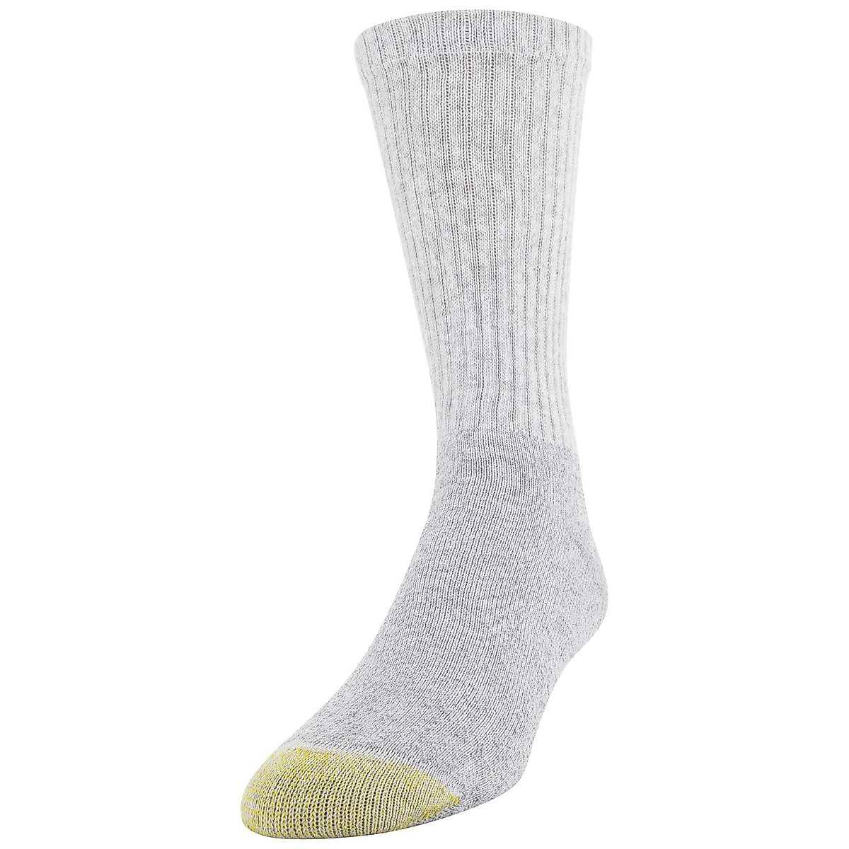 GOLDTOE Men's 656S Cotton Crew Athletic Socks, Multipairs, Grey Heather (6-Pairs), Large