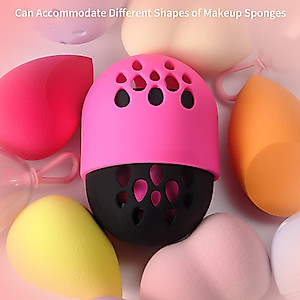 keilend Makeup Sponge Holder, Beauty Sponge Container with Cover,Reusable Protective Carrying Container,Sponge Dustproof Case for Travel, Home(Pink-Black)