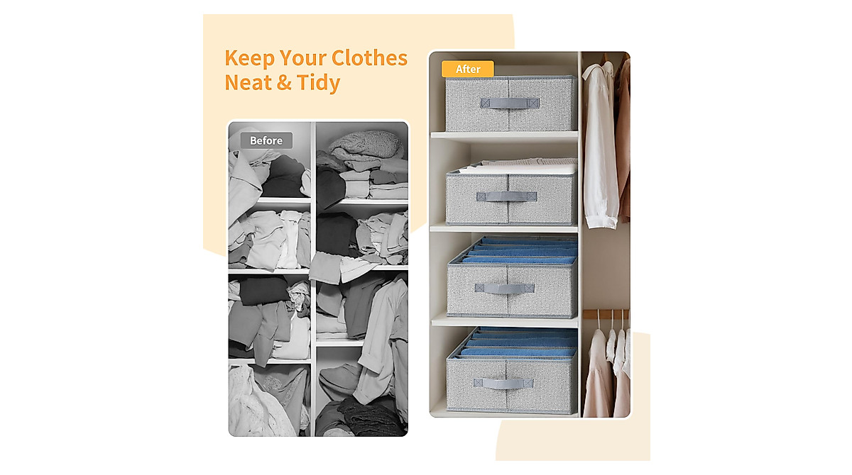 DIMJ Clothes Organizer - Foldable 5-Grid Closet Storage for Pants & Shirts