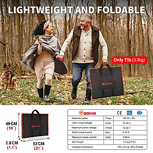 DOKIO 160W 18V Portable Solar Panel Kit (ONLY 9lb) Folding Solar Charger with 2 USB Outputs for 12v Batteries/Power Station AGM LiFePo4 RV Camping Trailer Car Marine……