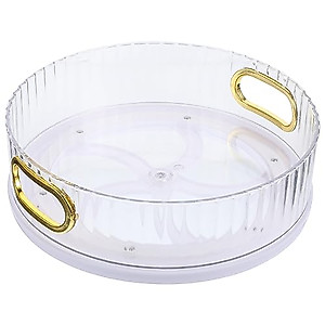 Abaodam Perfume Tray Rotating Seasoning Tray Condiment Rack Plastic Pen Holder Turntable Display Stand Organizer with Handle for Kitchen Cabinet Pantry Countertop