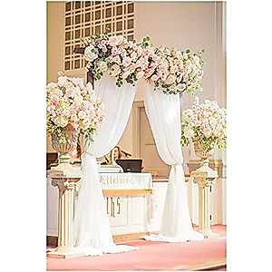 PartyDelight 9.8FT X 10FT White Chiffon Sheer Backdrop Curtain Drapes, Wedding Arch Drapes, for Wedding, Birthday, Party, Banquet and Home Decorations.