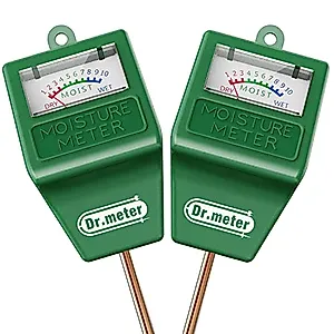 Soil Moisture Meter, 2 Packs Soil Test Kit for Garden Lawn Farm Indoor & Outdoor Use - Dr.meter Soil Tester Hygrometer Sensor for Plant Care - Plant Water Meter-No Battery Needed, Gardening Gifts