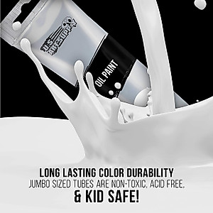 U.S. Art Supply Artists Oil Color Paint, Titanium White, 2 Extra-Large 100ml Tubes - Professional Grade, Excellent Tinting Strength, Mixable - Portrait Painting, Canvas, Wood Media - Student, Beginner