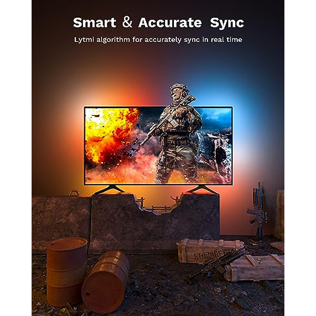 Lytmi Fantasy 3 TV Backlight Kit HDMI 2.1 with Sync Box Wi-Fi Backlight for 55~60 inch 8K 60Hz TV Color Sync Lights Compatible with Alexa & Google Assistant, App Control, Music Sync