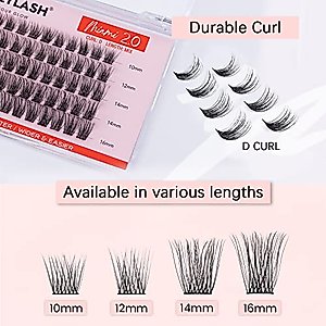 Lash Clusters, 60Pcs Individual Lashes DIY Eyelash Extensions, D Curl Cluster Lashes Soft and Lightweight 10-12-14-16mm Mixed Lash Extension Easily Done at Home（Miami 10-16mm）
