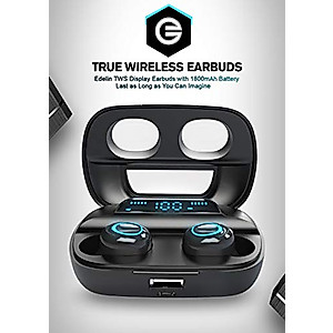 Edelin True Wireless Headphones - Bluetooth Earbuds with Mic Stereo - Waterproof IPX4 TWS Headset for Sport Running Gym - Earphones Compatible iPhone 11 X Samsung Galaxy S20 Android iOS