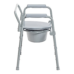 McKesson Folding Bariatric Commode Chair with 7.5 qt Bucket, 350 lbs Weight Capacity, 13 1/2 in Seat Width, 1 Count