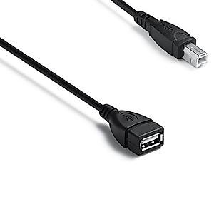 YOUOWO 2 Pack USB 2.0 Cable A Female to USB B Male Cable for Printer Extender Connection Cables USB_A/F-USB_B/M Adapter (USB_A-USB_B Cables Black)