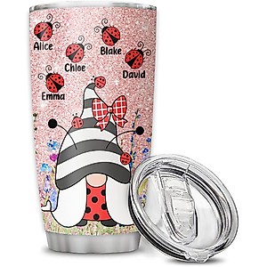 So Many Pets Personalized Gnome I Love Being A Nana Mimi Grandma Tumbler Cup with Grandkids Names, Gift For Grandmother Granny Grammy Birthday Gifts 20oz 30oz Insulated Coffee/Tea with Lid