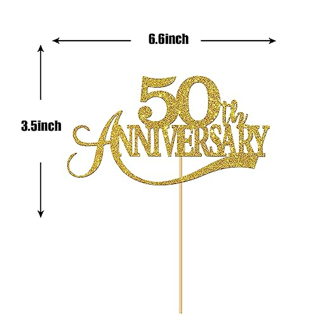 Gold Glitter 50th Anniversary Cake Topper - for 50th Wedding Anniversary / 50th Anniversary Party / 50th Birthday Party Decorations