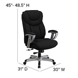 Flash Furniture HERCULES Series Big & Tall 400 lb. Rated Black Fabric Executive Ergonomic Office Chair with Silver Adjustable Arms