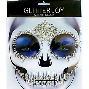 Day of the Dead Face Gems Jewels Tattoos Halloween Face Temporary Skull Tattoos Rhinestone Crystal Stones Body Gems Makeup Stickers for Halloween Festival Rave Party Outfit