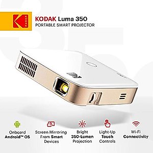 KODAK Luma 350 Portable Smart Projector | Powerful Ultra HD Rechargeable Video Projector Android 6.0 - Includes Soft Case