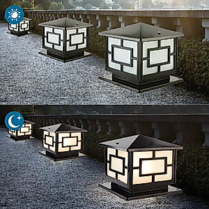 PTOUG Outdoor Column Lights, Pillar Lights Fixture E26 Aluminum Exterior Column Lamp Waterproof Glass Post Lights Modern Square Pillar Lamp for House Garden Backyard