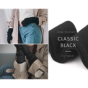 F Flammi Cashmere Blended Arm Warmer Winter Fingerless Gloves Knit Mitten Gloves Wrist Warmer with Thumb Hole for Women