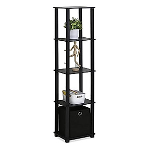 FURINNO Decorative Shelf With Bin, Black