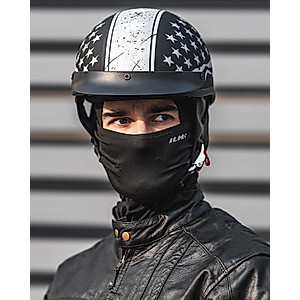 ILM Half Helmet Motorcycle Open Face Sun Visor Quick Release Buckle DOT Approved Cycling Motocross Suits Men Women 205V (L, Patriotic Flag)