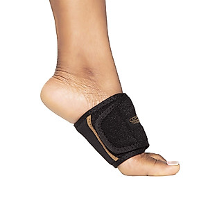 Copper Fit Rapid Relief Plantar Fascia Arch Foot Wrap with Hot or Cold Gel Pack, Black, Adjustable