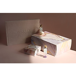 Luxurious Pink Marble & Glitter Gift Box Set (6 Pcs) - Includes 6 Boxes & 6 Cards - 9.5" X 6" X 3" - Perfect for Valentine's Day, Bridesmaid Proposals, Weddings, Baby Showers, Christmas, Anniversaries (Pink)