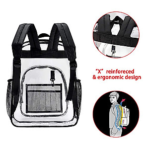 FEWOFJ Heavy Duty Clear Backpack, Large PVC Plastic See Through School Bookbag Transparent Casual Daypacks for Men Women