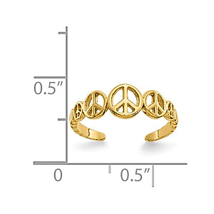 BillyTheTree Jewelry 14K Yellow Gold Cutout Polished Peace Sign Toe Ring