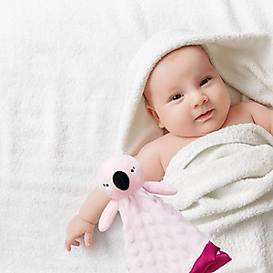 Doindute Baby Pink Flamingo Soft Stuffed Animal Security Blanket, Plush Flamingo Character Lovey Blanket, Baby Shower/Nursery Gift, Newborn Infant Toddler Snuggle Blankie for Boys Girls, 13 Inches