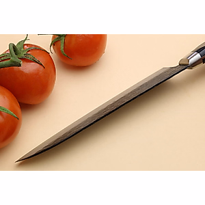 Yoshihiro Kurouchi Super Blue Steel Stainless Clad Santoku Multipurpose Chef Knife (7" (180mm) & Saya, Black Pakkawood Handle)