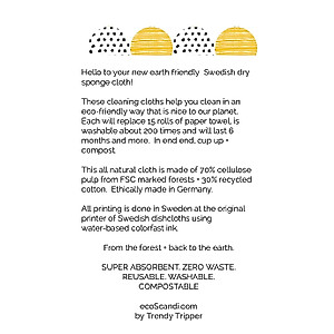 Trendy Tripper Swedish Dishcloths Reusable | Washable | Compostable | Made in Germany | Packaged USA | 6 Packs (6 DIFF Bright Colors)