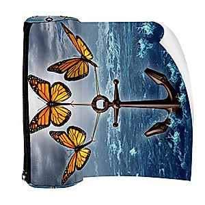 Butterflies Lifting The Burden Anchor Pencil Bag Pen Case Stationary Case Pencil Pouch Desk Organizer Makeup Cosmetic Bag for School Office