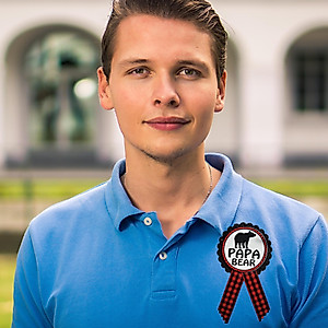 Mama Bear & Papa Bear Baby Shower Pins Daddy to Be Pin Buffalo Plaid Gender Reveal, Red & Black Pin, Baby Sprinkle