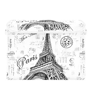 Kigai Paris Eiffel Tower Lidded Home Storage Bins, Foldable Storage Basket with Double Handle, Flip-Top Storage Box for Toys Clothes Documents