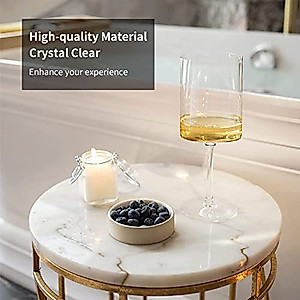 SANZO Square Wine Glasses Set 4, Wine Glasses 15oz, Elegant Design White Wine Glasses, Red Wine Glasses Set for Home Bar Party (4pcs)