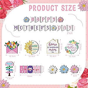 11 Pcs Mother's Day Tiered Tray Decorative Wooden Table Signs Wooden Decor for Mother's Gift Mother's Day Decorations Party Supplies, Tiered Tray Not Included
